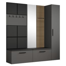 GARDEROBENSCHRANK MODULO 201,2/204/40 cm Modern Garderobe-Set Grau