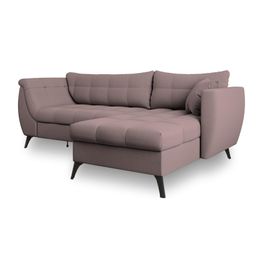 ECKSOFA MOLLIS Rosa Geflochtener-Stoff mit Schlaffunktion