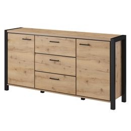SIDEBOARD ATTIVO 180/91/41 cm mit 3 Schubladen und 2 T&uuml;ren Eichefarben