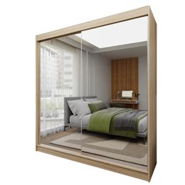 SCHWEBET&Uuml;RENSCHRANK BELLINA 200/216/61 cm 2-t&uuml;rig mit Spiegel Sonoma Eiche