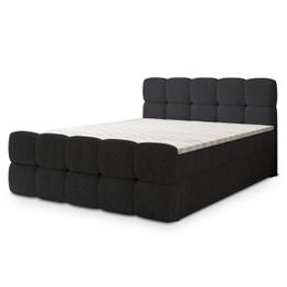 BOXBETT BRUME 140x200 cm mit Matratze und Topper, H2+H3 - Schwarz