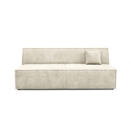 BETTSOFA TESSO Ecru Kordstoff mit Schlaffunktion