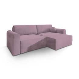 ECKSOFA FIANO M Lila Velours-Stoff mit Schlaffunktion