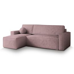 ECKSOFA RAVELO M Lila Velours-Stoff mit Schlaffunktion