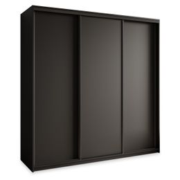 SCHWEBET&Uuml;RENSCHRANK NISSE 180/205/60 cm 3-t&uuml;rig mit Schubladen Schwarz