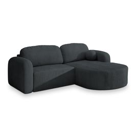 ECKSOFA AMILIA P R-S Graphitfarben Kordstoff mit Schlaffunktion