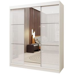 SCHWEBET&Uuml;RENSCHRANK VITALE 180/216/61 cm 3-t&uuml;rig mit Spiegel Wei&szlig;
