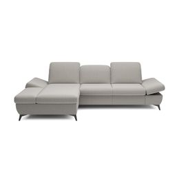 ECKSOFA FELICE L-S Beige Geflochtener Stoff mit Schlaffunktion