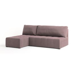 ECKSOFA DOMIRA Rosa Pl&uuml;sch-Stoff mit Schlaffunktion