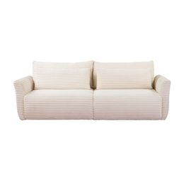 BETTSOFA ILANO Creme Kordstoff mit Schlaffunktion