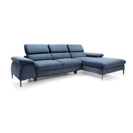 ECKSOFA MESTO Blau Velours-Stoff mit Schlaffunktion