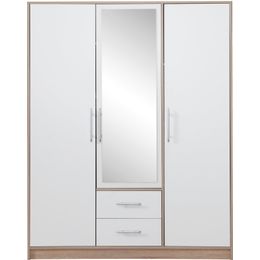 DREHT&Uuml;RENSCHRANK VANO 150/190/56cm 3-t&uuml;rig mit Spiegel Wei&szlig;