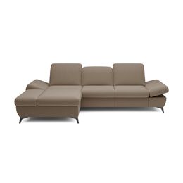 ECKSOFA FELICE L-S Braun Geflochtener Stoff mit Schlaffunktion