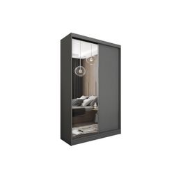 SCHWEBET&Uuml;RENSCHRANK PATRIZIA 120/216/61 cm 2-t&uuml;rig mit Spiegel Grau