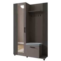 GARDEROBENSCHRANK ARMADIO 137/207/42 cm Modern Garderobe-Set Grau