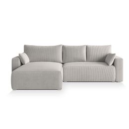 ECKSOFA FORIL P Creme Kordstoff mit Schlaffunktion