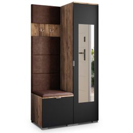 GARDEROBENSCHRANK VIRA 95/181/51 cm Modern Garderobe-Set Eiche Lefkas