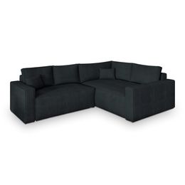 ECKSOFA ERONIS R-S Schwarz Kordstoff mit Schlaffunktion