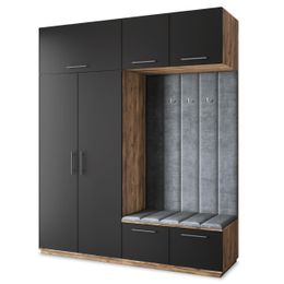 GARDEROBENSCHRANK REMA 200/240/60 cm Modern Garderobe-Set Eiche Lefkas