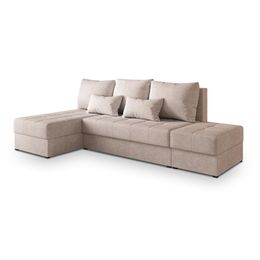 ECKSOFA NORVI Beige Geflochtener Stoff mit Schlaffunktion