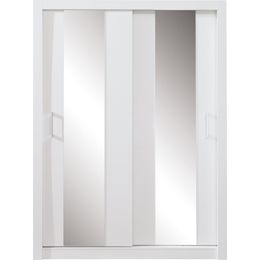 SCHWEBET&Uuml;RENSCHRANK MIRA 160/215/60cm 2-t&uuml;rig mit Spiegel Wei&szlig;