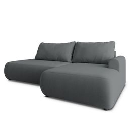 ECKSOFA NUVIRA CL R-S Grau Samtstoff mit Schlaffunktion
