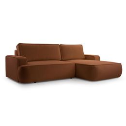 ECKSOFA SOLO Orange Boucle-Stoff mit Schlaffunktion
