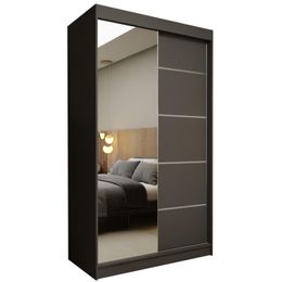 SCHWEBET&Uuml;RENSCHRANK MIRELLA 120/216/61 cm 2-t&uuml;rig mit Spiegel Grau