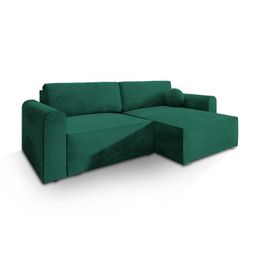 ECKSOFA FIANO M Gr&uuml;n Velours-Stoff mit Schlaffunktion