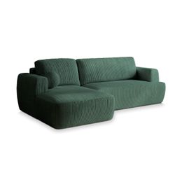 ECKSOFA SENTI P L-S Gr&uuml;n Kordstoff mit Schlaffunktion