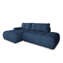 ECKSOFA FLUMA CL L-S Blau Samtstoff mit Schlaffunktion