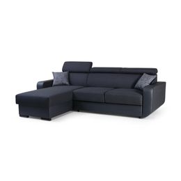 ECKSOFA PALAZZO Schwarz Geflochtener Stoff mit Schlaffunktion