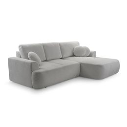ECKSOFA FILO Grau Boucle-Stoff mit Schlaffunktion