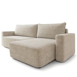 ECKSOFA BELARO BL Creme Chenille mit Schlaffunktion