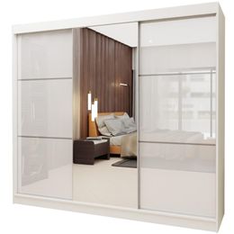 SCHWEBET&Uuml;RENSCHRANK VITALE 240/216/61 cm 3-t&uuml;rig mit Spiegel Wei&szlig;