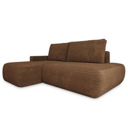 ECKSOFA AVINI T L-S Orange Kordstoff mit Schlaffunktion