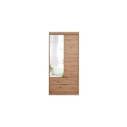 DREHT&Uuml;RENSCHRANK AKALI 103/213/60 cm 2-t&uuml;rig mit Spiegel Eiche Artisan