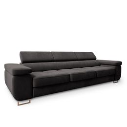 BETTSOFA MOSINE Schwarz Velours-Stoff mit Schlaffunktion