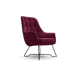 SESSEL SEDUTA, Modern Polstersessel Loungesessel, Velours-Stoff Dunkelrot