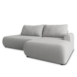 ECKSOFA NUVIRA CL R-S Hellgrau Samtstoff mit Schlaffunktion