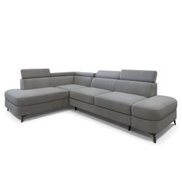 ECKSOFA AVISE MV L-S Grau Velours-Stoff mit Schlaffunktion