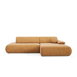 ECKSOFA DELTA R-S Braun Geflochtener Stoff mit Schlaffunktion