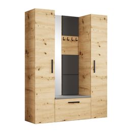 GARDEROBENSCHRANK MODULO 160,6/204/40 cm Modern Garderobe-Set Eiche Artisan