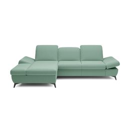 ECKSOFA FELICE L-S Gr&uuml;n Geflochtener Stoff mit Schlaffunktion