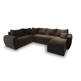 WOHNLANDSCHAFT MADISON XL L-S Braun D&uuml;nner Stoff mit Schlaffunktion