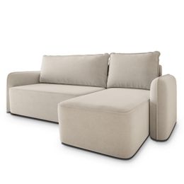 ECKSOFA DOLVER CL Creme Samtstoff mit Schlaffunktion