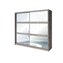 DREHT&Uuml;RENSCHRANK HEIMOR 230/215/62cm 2-t&uuml;rig mit Spiegel Eiche Wellington