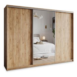 SCHWEBET&Uuml;RENSCHRANK TAVI 270/205/60 cm 3-t&uuml;rig mit Spiegel Orange