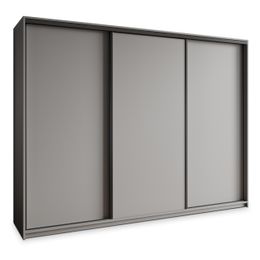 SCHWEBET&Uuml;RENSCHRANK NISSE 250/205/60 cm 3-t&uuml;rig mit Schubladen Graphitfarben