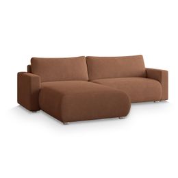 ECKSOFA TURIN N Orange Bucle-Stoff mit Schlaffunktion